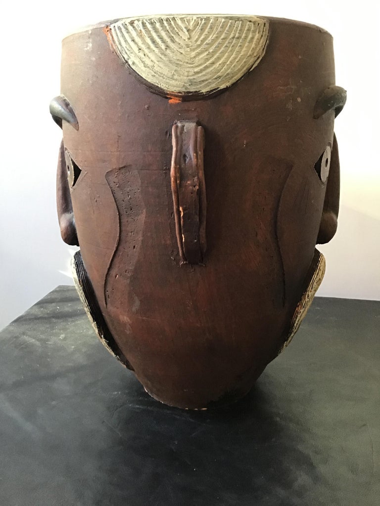 Double Face Ceramic Vase of Man For Sale at 1stDibs