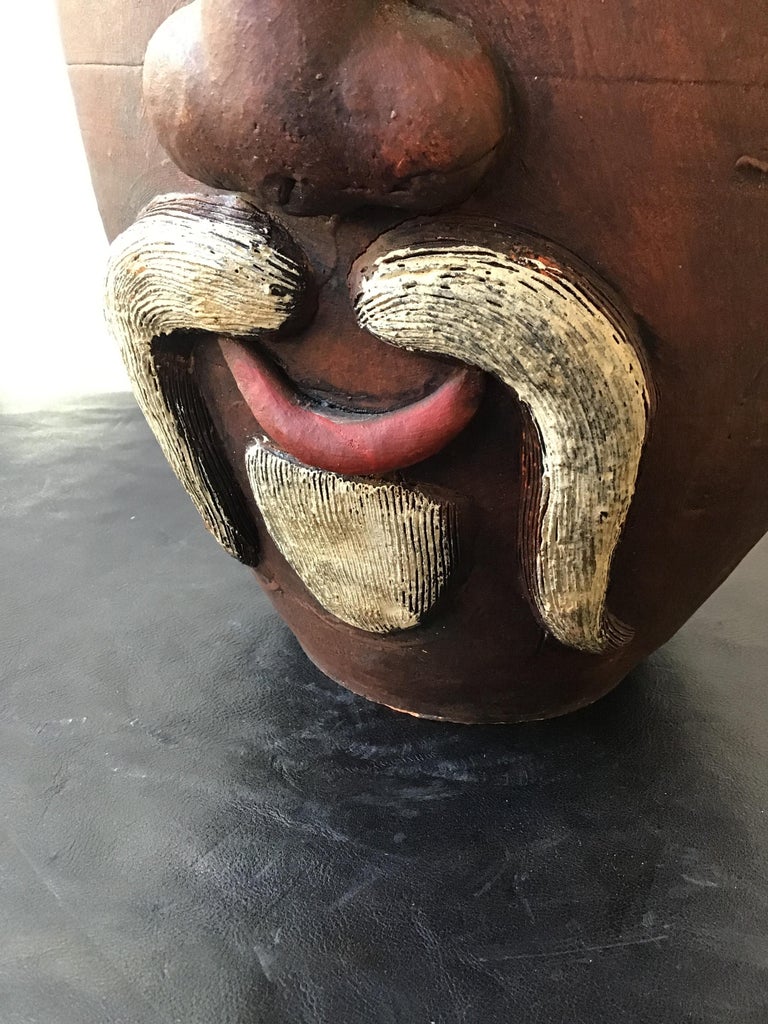 Double Face Ceramic Vase of Man For Sale at 1stDibs