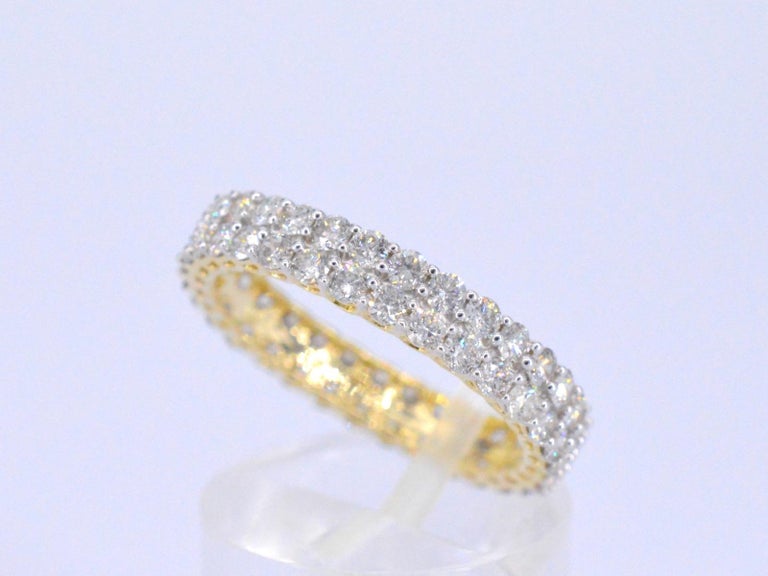 Double Gold Eternity Ring with Brilliant Cut Diamonds For Sale at 1stDibs