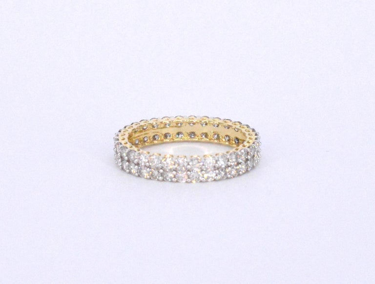 Double Gold Eternity Ring with Brilliant Cut Diamonds For Sale at 1stDibs