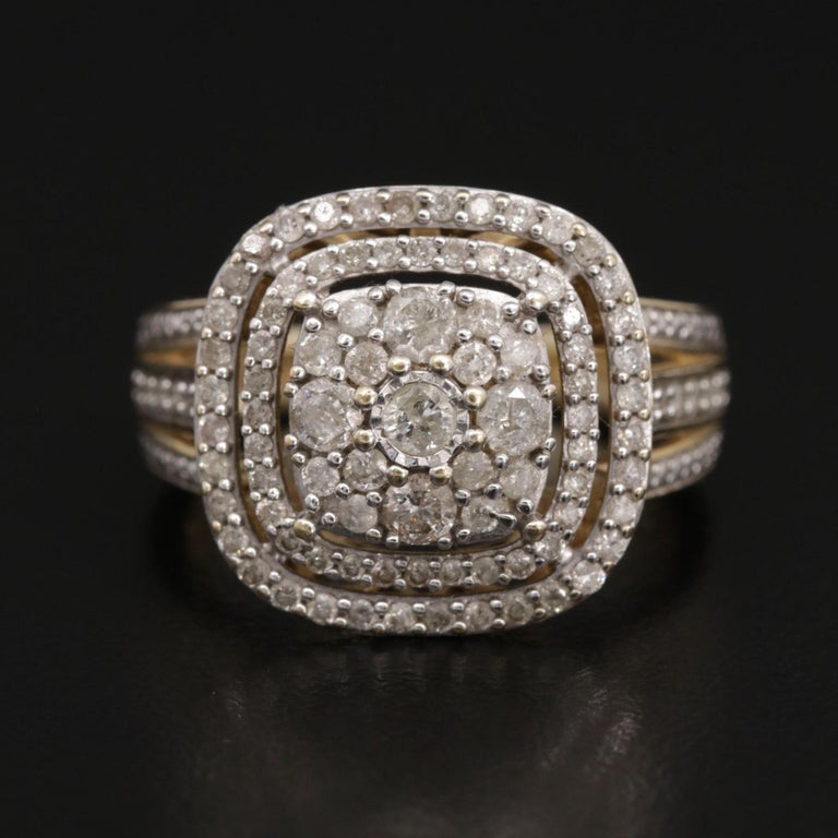 Customizable Double Halo Diamonds Engagement Ring, Unique Diamond ...