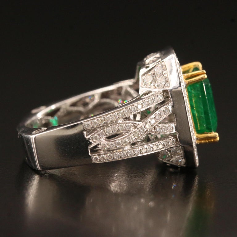 Customizable Double Halo Emerald Engagement Ring, Natural Emerald ...