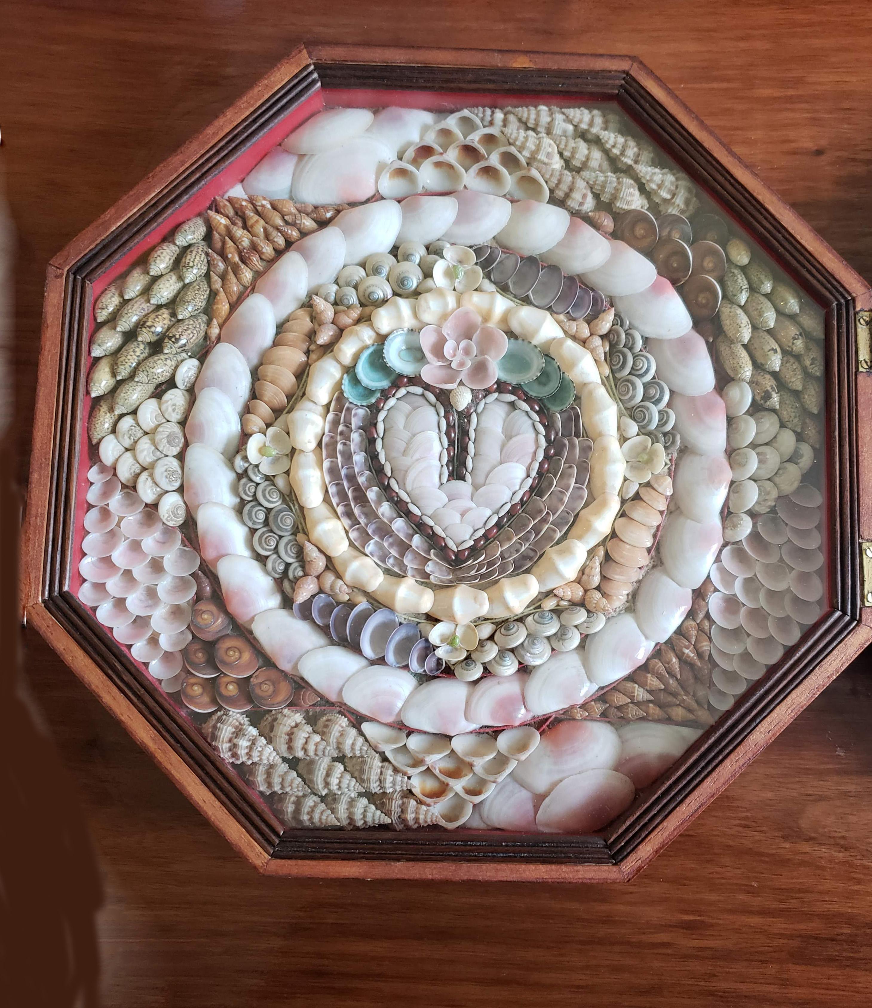 Double Large Sailor's Valentine with Motto "Love as Deep as The Ocean ...