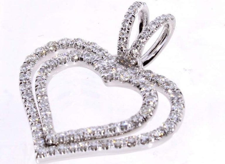 Double Layer Diamond Heart Pendant For Sale at 1stDibs