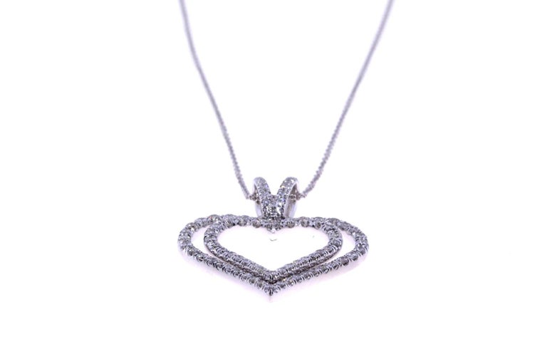 Double Layer Diamond Heart Pendant For Sale at 1stDibs