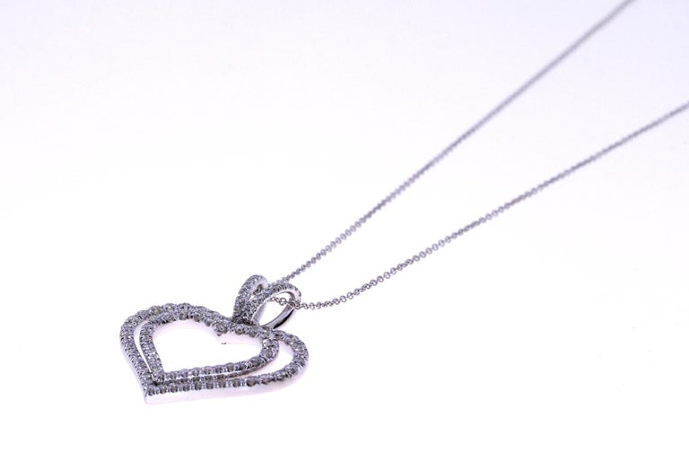 Double Layer Diamond Heart Pendant For Sale at 1stDibs
