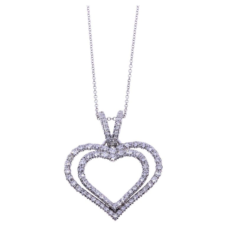 Double Layer Diamond Heart Pendant For Sale at 1stDibs