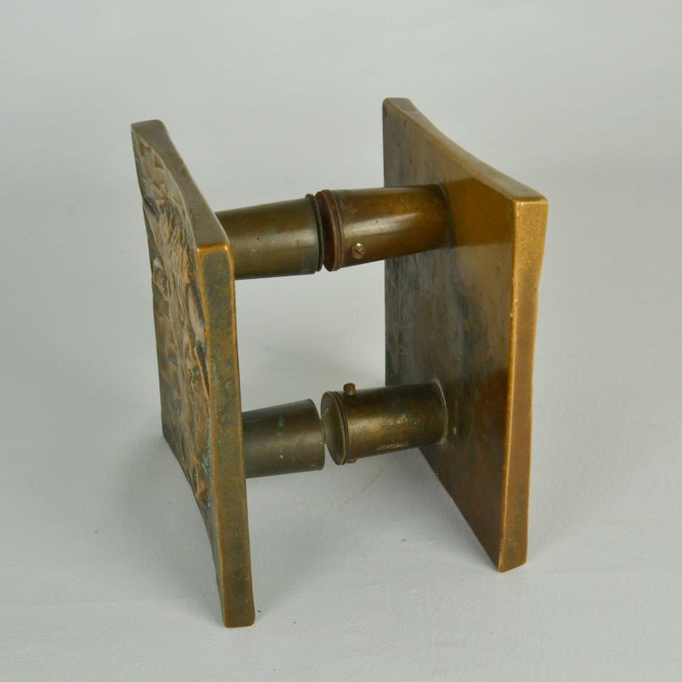 Double Pair of Bronze Push Pull Door Handles with Bulls for Double ...