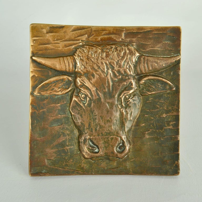 Double Pair of Bronze Push Pull Door Handles with Bulls for Double ...