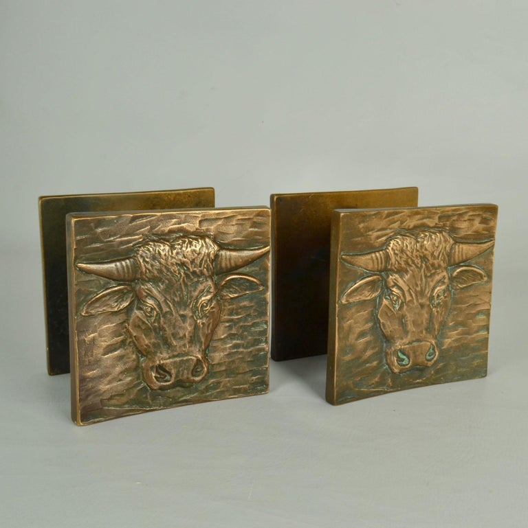 Double Pair of Bronze Push Pull Door Handles with Bulls for Double ...