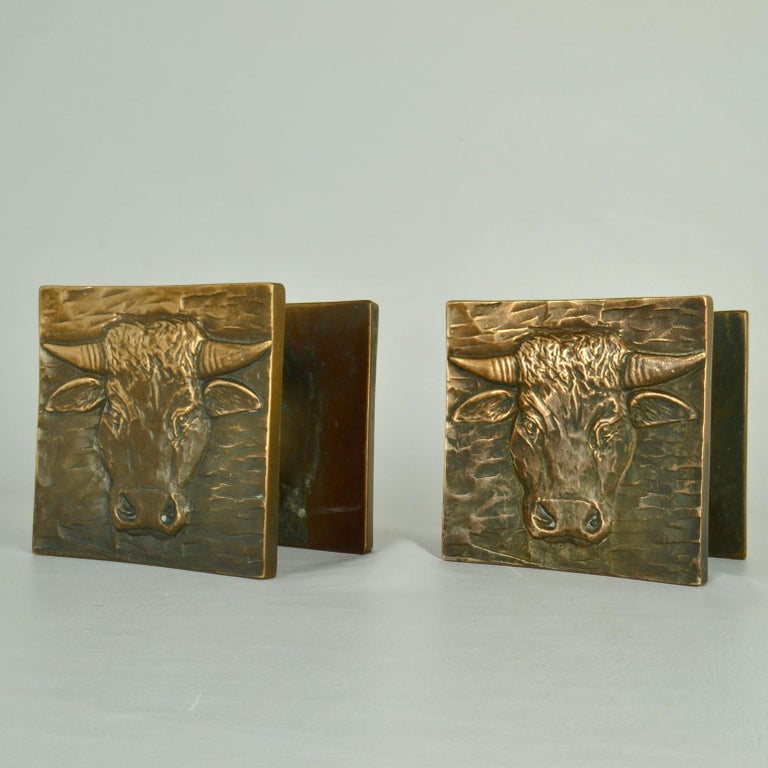 Double Pair of Bronze Push Pull Door Handles with Bulls for Double ...