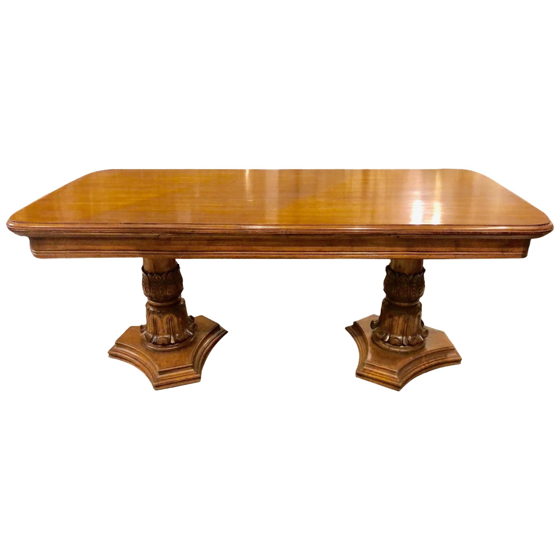 Oval Dining Table with Double Pedestal Base For Sale at 1stDibs