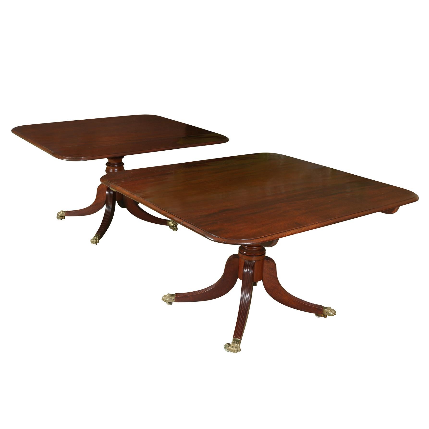 Double Pedestal Polished Mahogany Dining Table With Multiple Leaves For ...