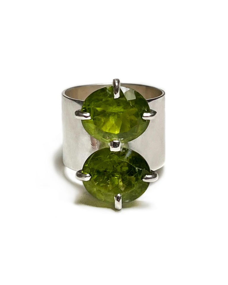 Customizable Double Peridot Ring in Sterling Silver For Sale at 1stDibs