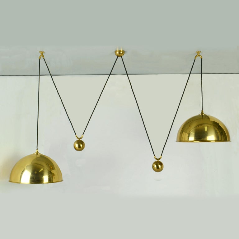 Double 'Posa' Counterbalance Brass Pendant by Florian Schulz at 1stDibs