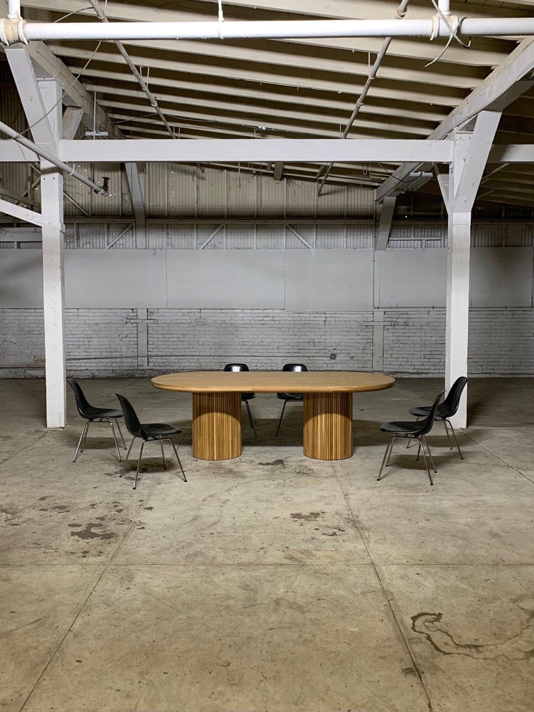 Double Reeded Pedestal Dining Table by Vintage on Point For Sale at 1stDibs