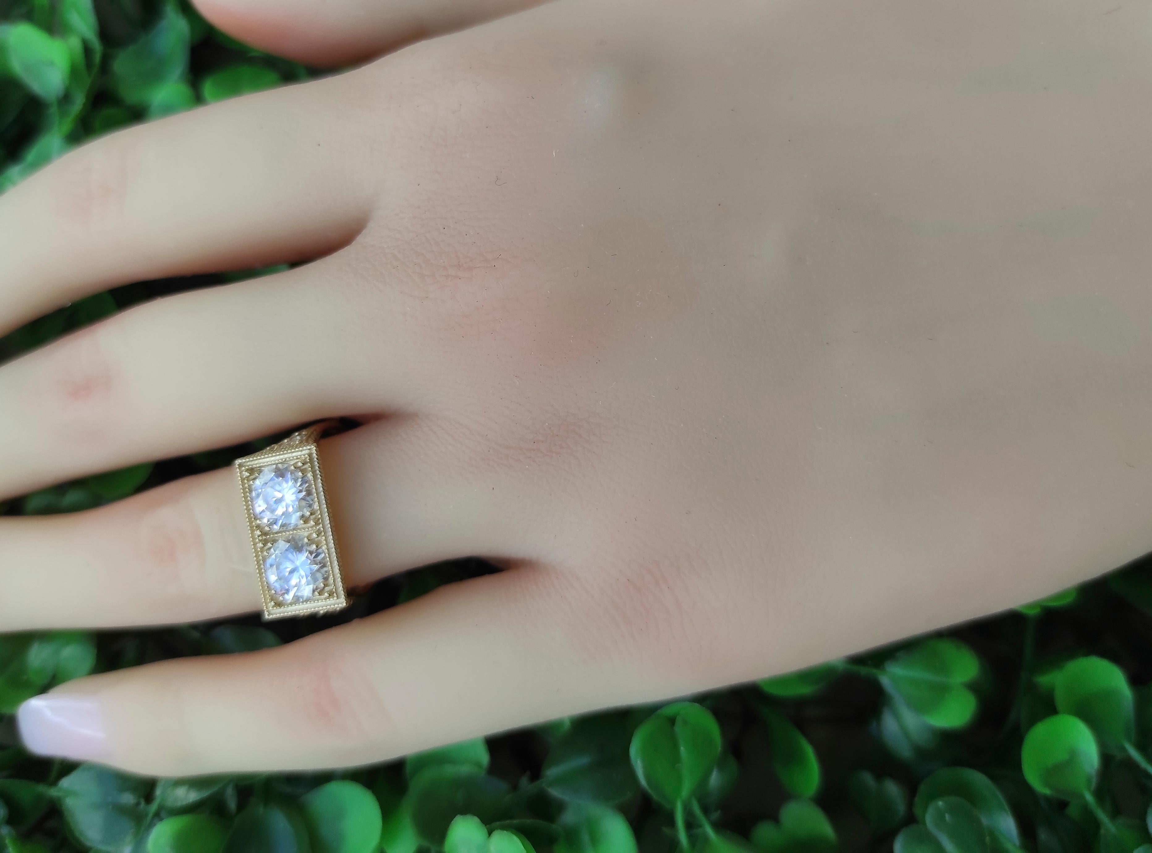 Customizable Double Round Stone 14k gold Engagement Ring. For Sale at ...