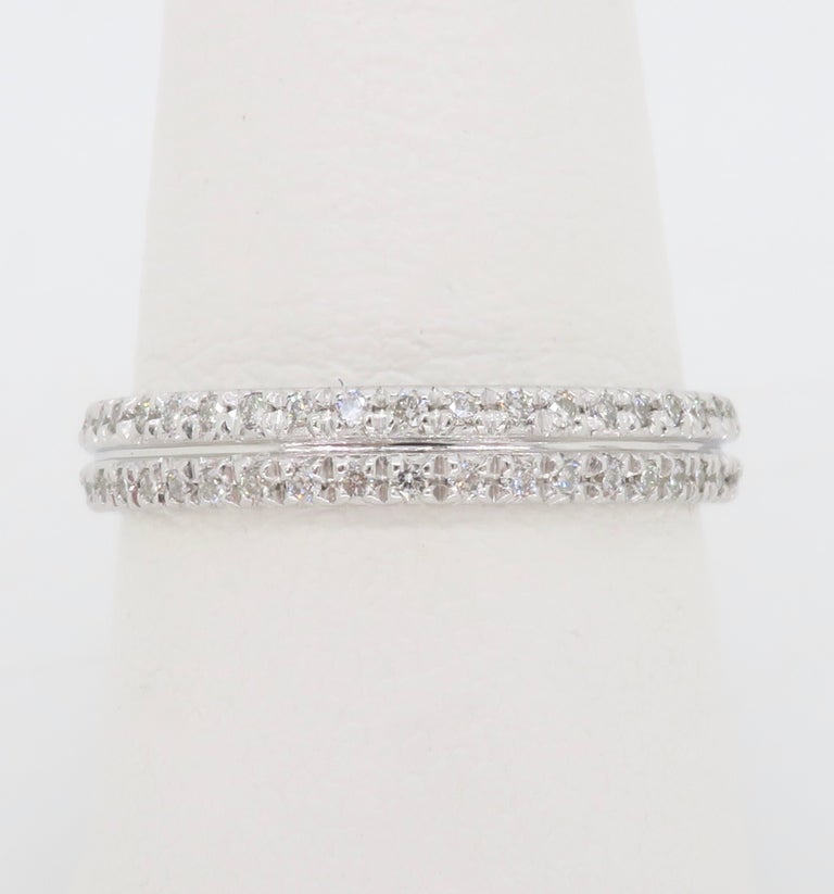 Double Row Diamond Band Made in White Gold For Sale at 1stDibs