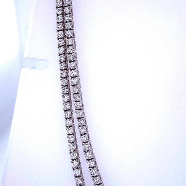 Double Row Diamond Tennis Necklace 6.67 Carat 14 Karat White Gold For ...