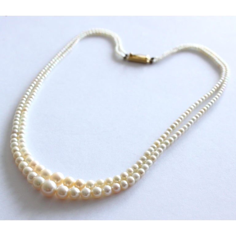 Double Row Natural Pearl Strands Necklace with Royal Provenance at 1stDibs