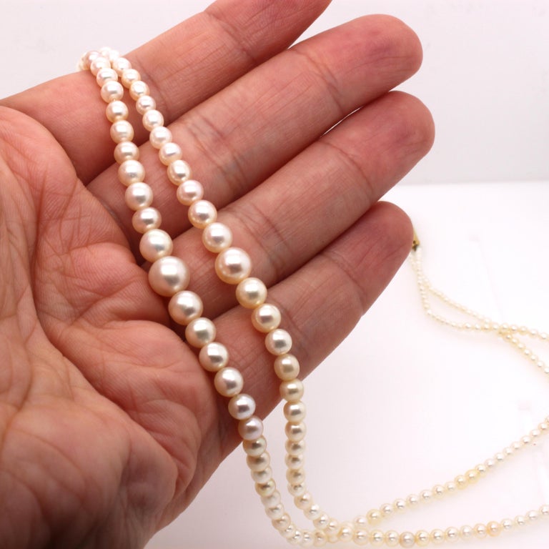 Double Row Natural Pearl Strands Necklace with Royal Provenance at 1stDibs