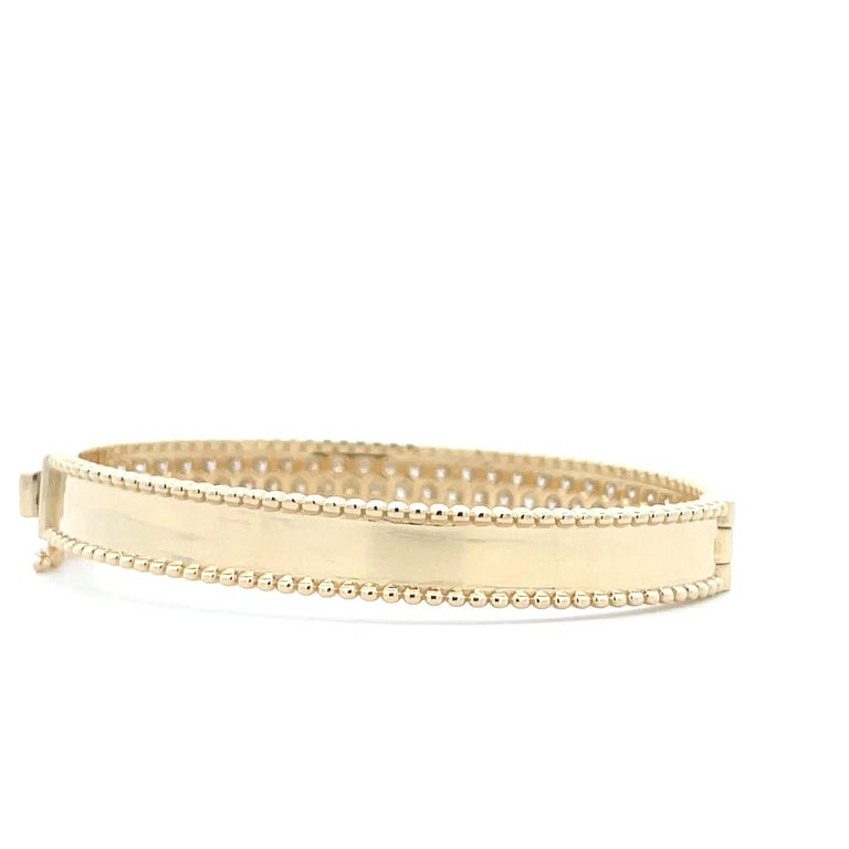 Double Row Pave Diamond Solid 14k Gold Bangle with Diamond Accents For ...