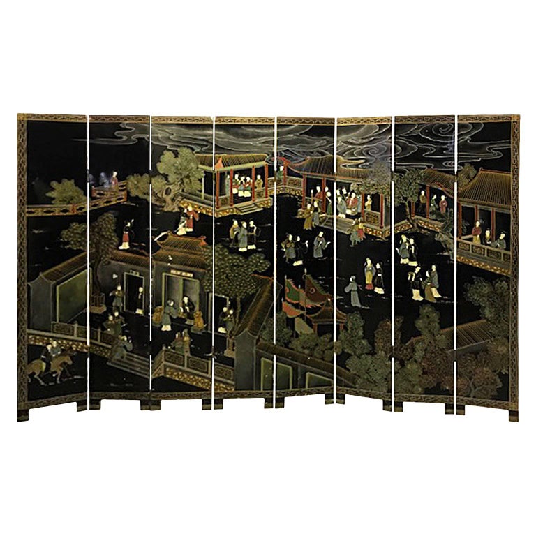 Double Sided Eight-Panel Chinese Screen at 1stDibs
