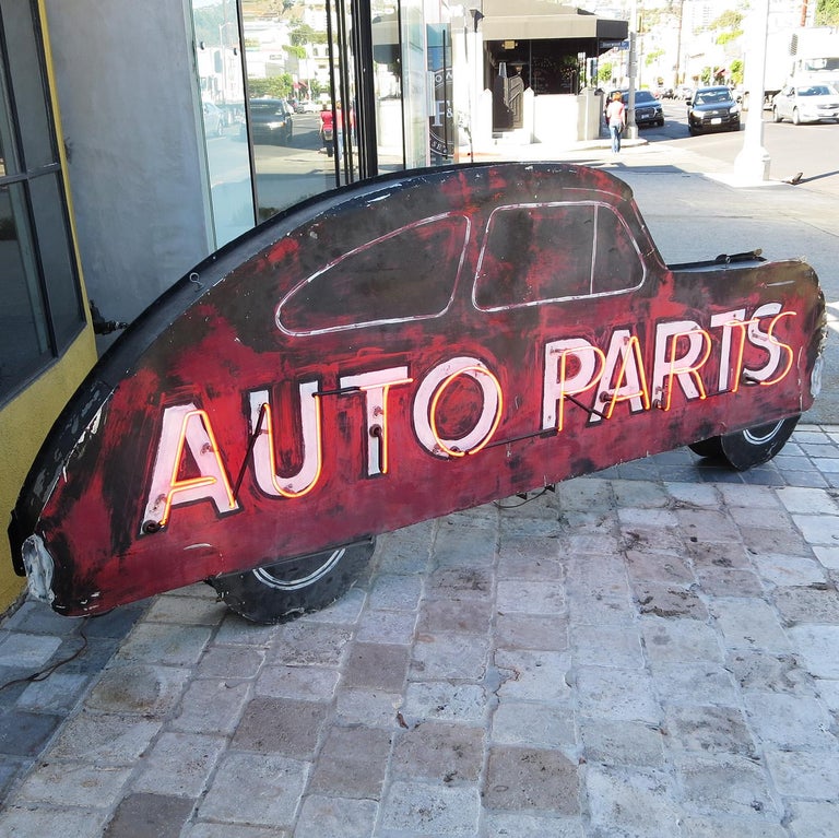 Double Sided Auto Parts Neon Sign in Original Paint at 1stDibs