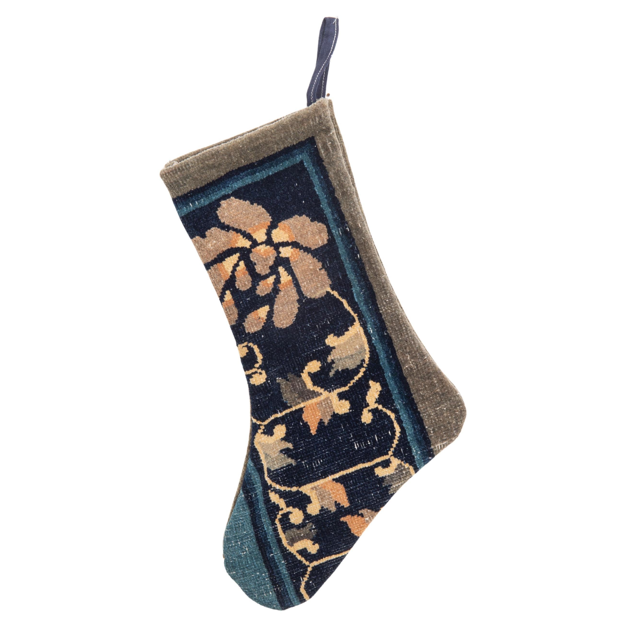Double Sided Christmas Stocking Made from Chinese Deco Rug Fragments ...