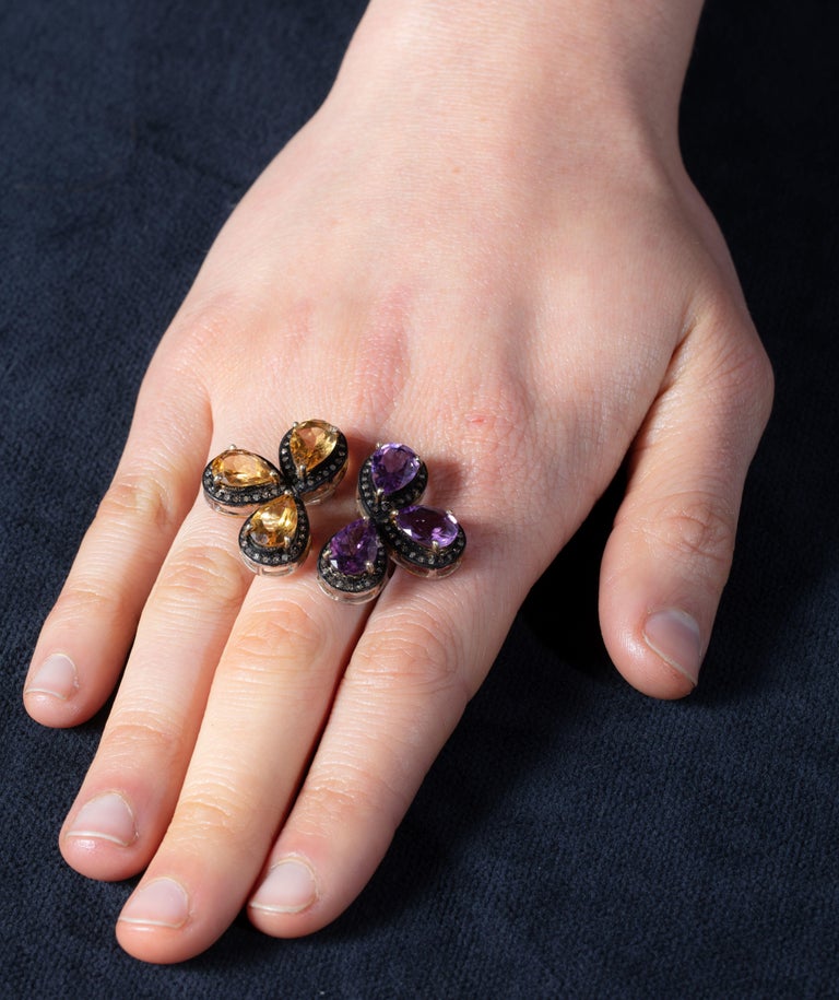 Double-Sided Citrine, Diamond and Amethyst Ring at 1stDibs | amethyst ...