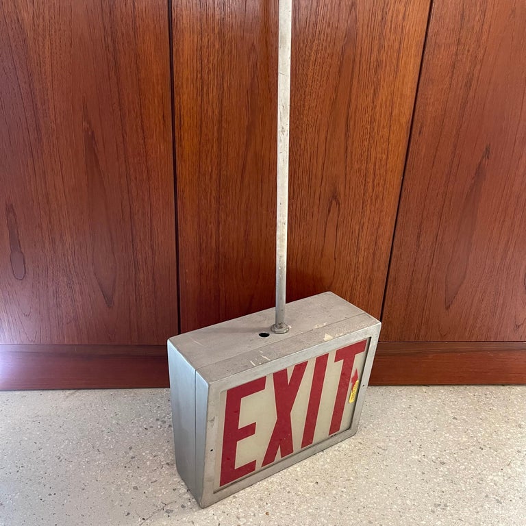 Double Sided Exit Sign Pendant Light on Pole For Sale at 1stDibs