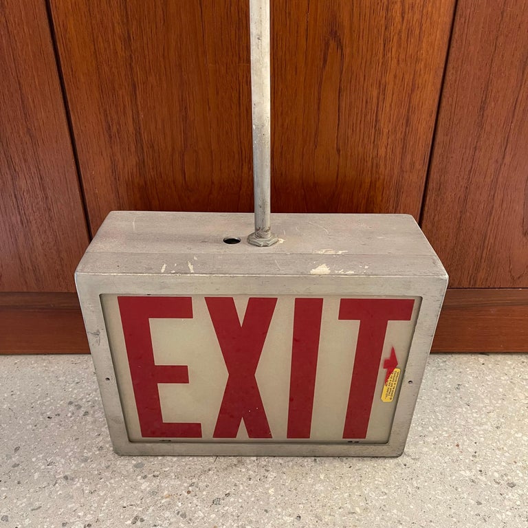 Double Sided Exit Sign Pendant Light on Pole For Sale at 1stDibs