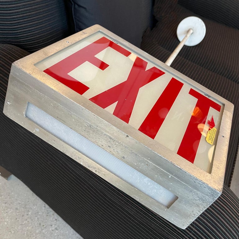 Double Sided Exit Sign Pendant Light on Pole For Sale at 1stDibs