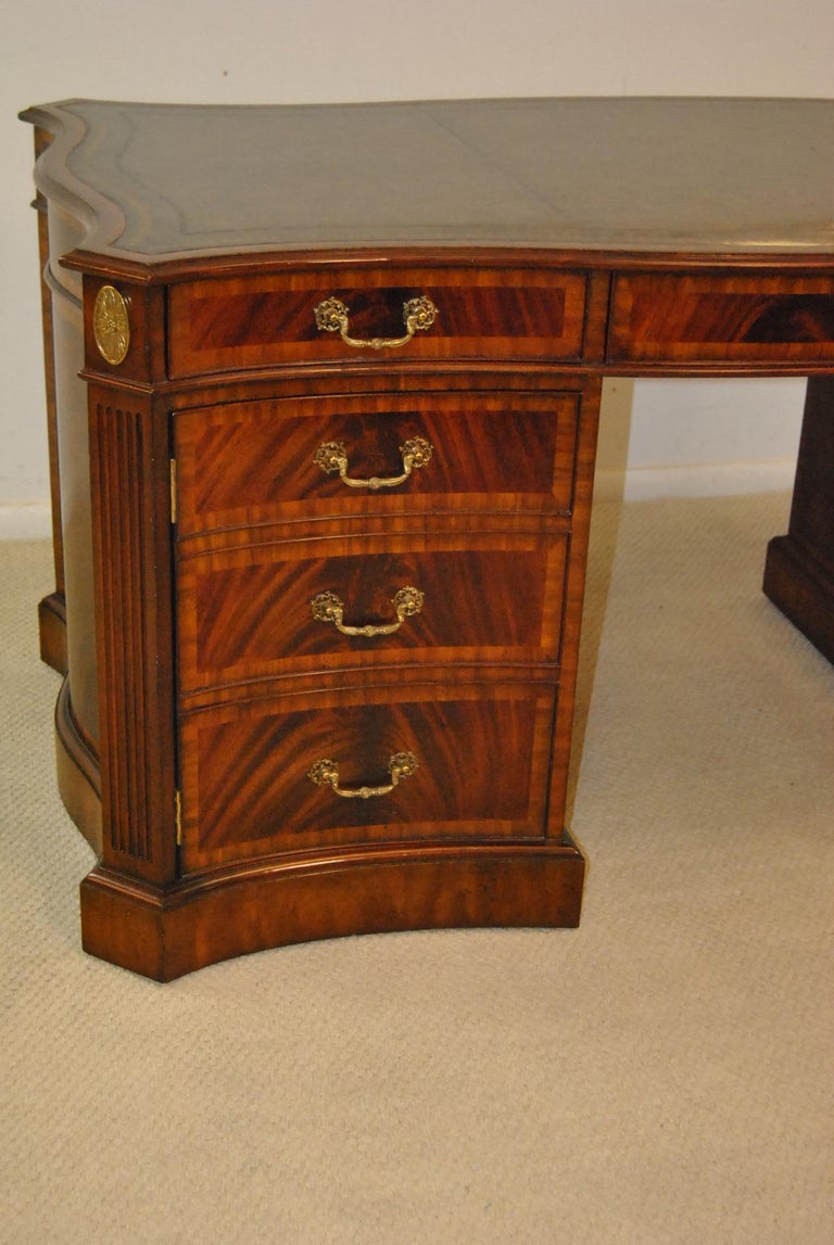 Double Sided Mahogany Partners Desk by Maitland-Smith with Leather Top ...