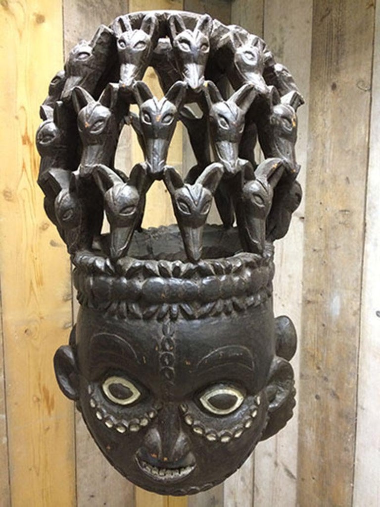 Double-Sided Mask, Ekoi Folk, Grasslands, Cameroon For Sale at 1stDibs