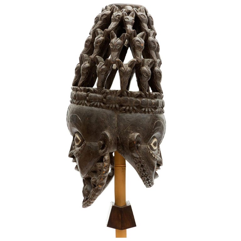 Double-Sided Mask, Ekoi Folk, Grasslands, Cameroon For Sale at 1stDibs