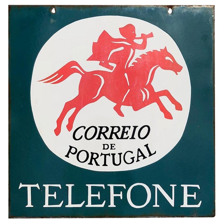 Double-Sided Post Office Telephone Enamel Sign from Portugal, circa ...
