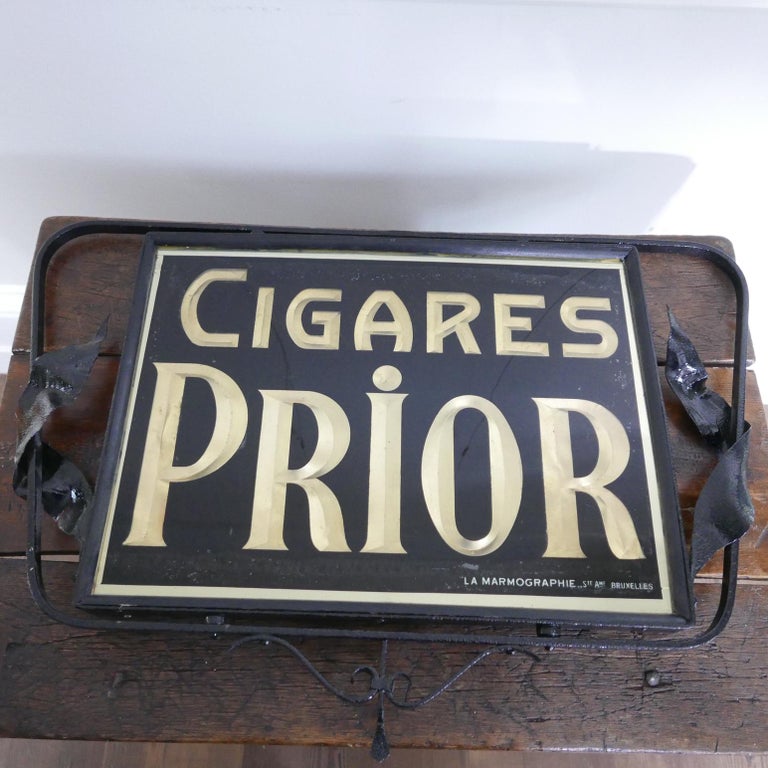 Double Sided Reverse Painted Cigar Hanging Advertising Sign For Sale at ...