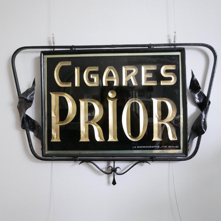 Double Sided Reverse Painted Cigar Hanging Advertising Sign For Sale at ...