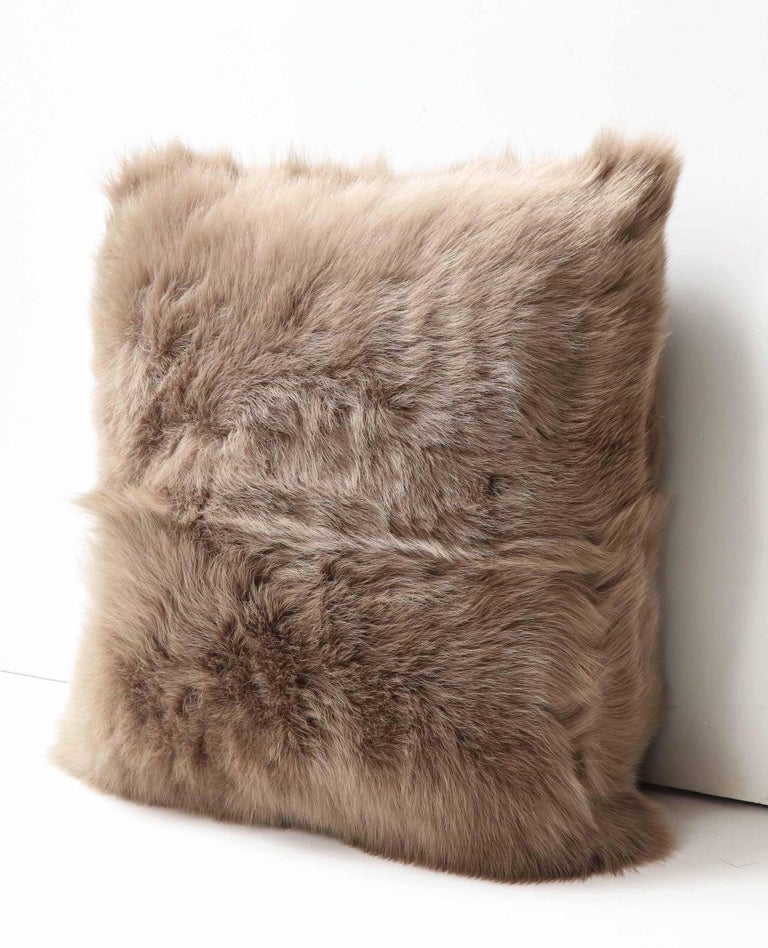 Double Sided Toscana Shearing Pillow in Taupe Color at 1stDibs