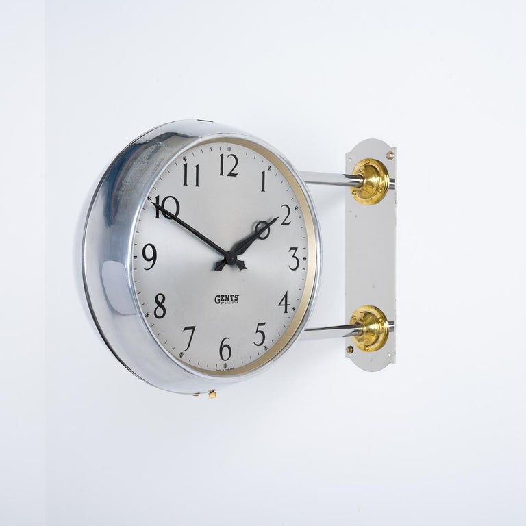 Double Sided Wall Mounted Railway Clock by Gents of Leicester For Sale ...
