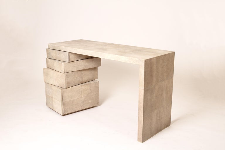 Double Stacked Writing Desk in Cream Shagreen by R&Y Augousti For Sale ...
