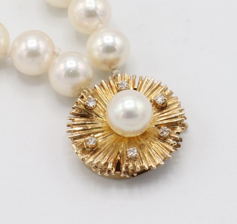Double Strand Cultured Pearl Bracelet with Diamond and Gold Clasp For ...