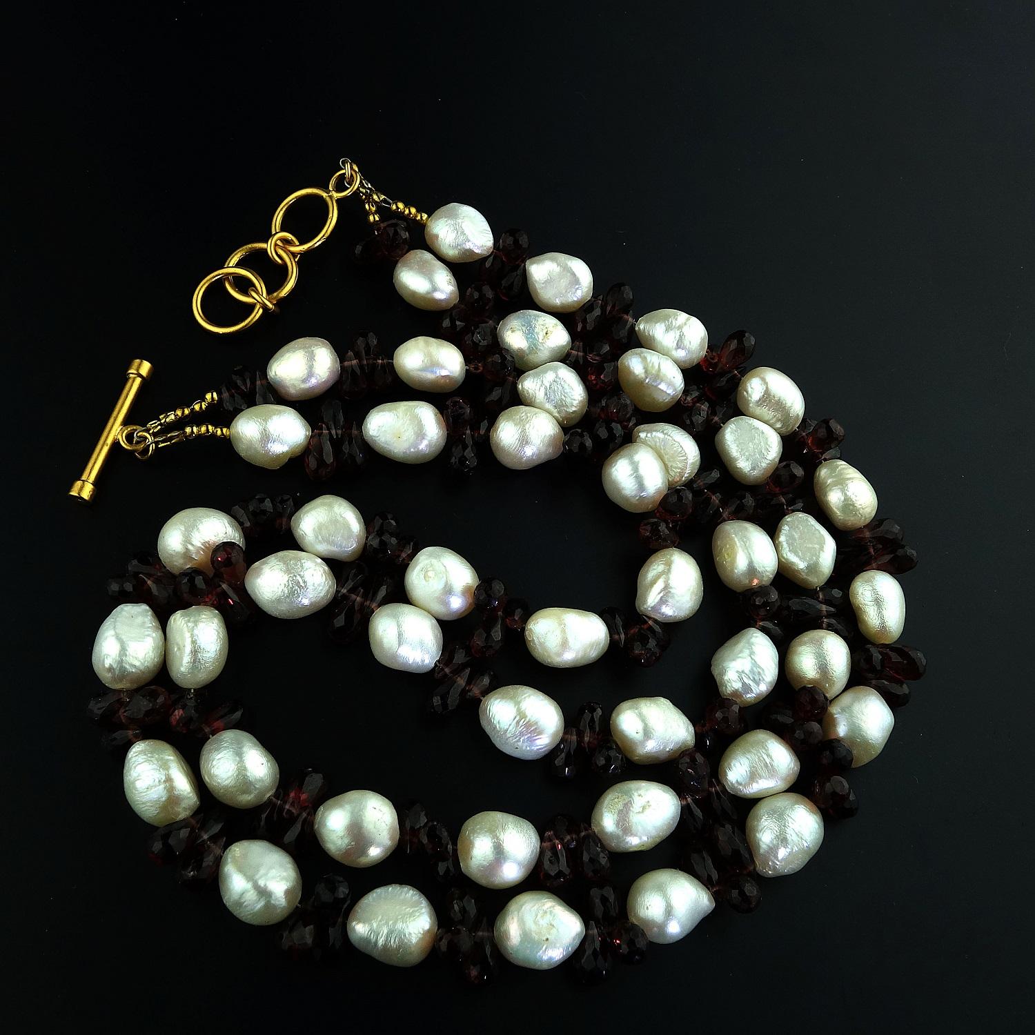 AJD Double-Strand Freshwater Pearl and Garnet Necklace January ...
