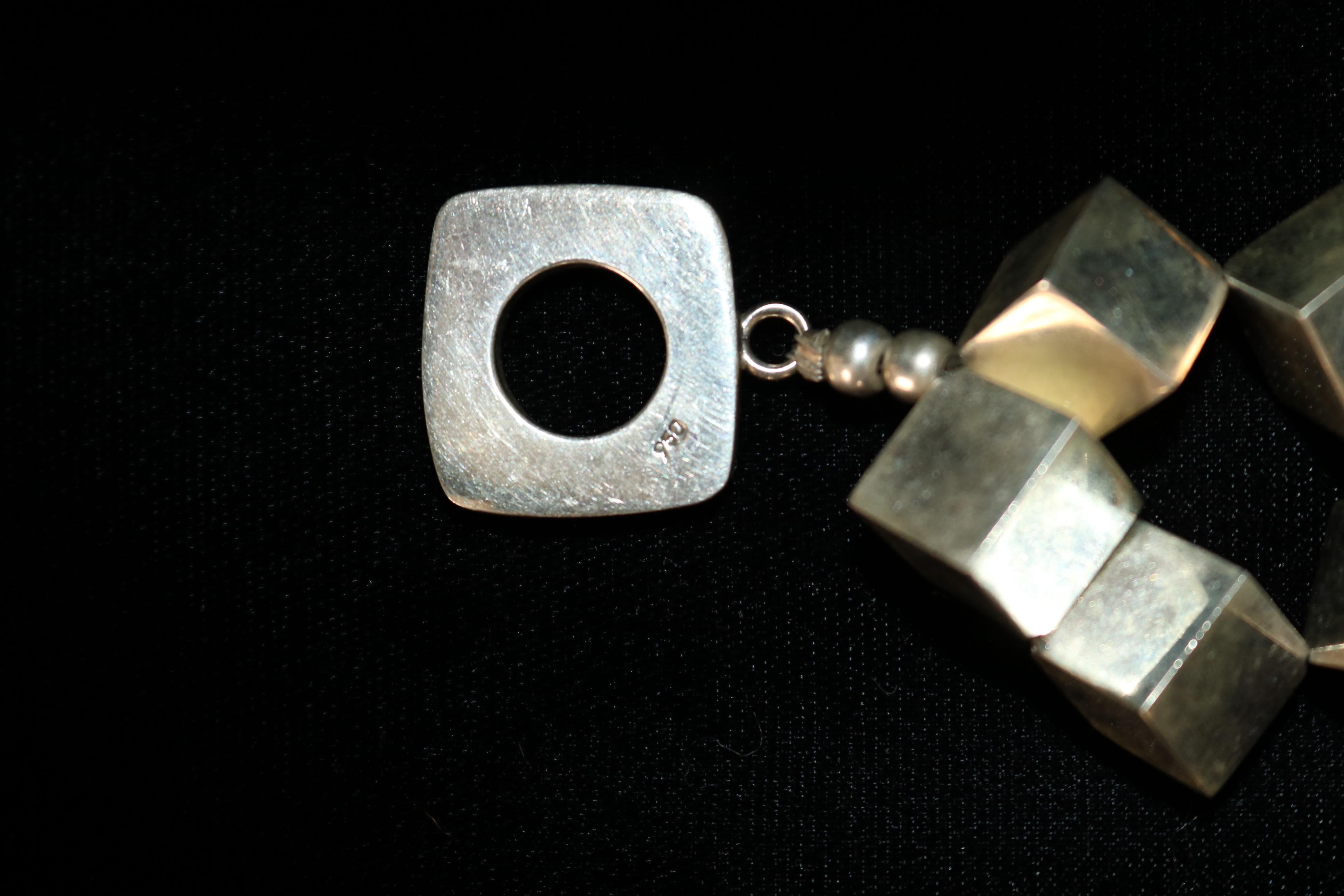 Double Strand Multi Cube 950 Silver Necklace For Sale at 1stDibs