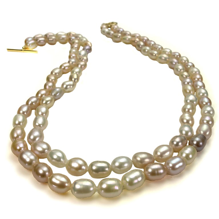 Gemjunky Double Strand Peach Color Freshwater Pearl Necklace at 1stDibs