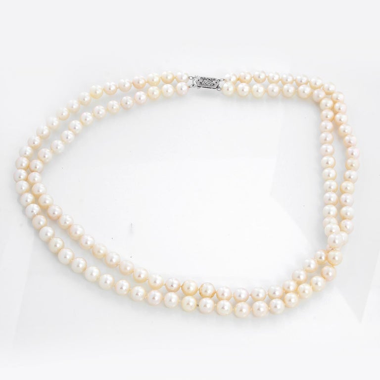 Double Strand Salt Water Pearl Necklace and Bracelet For Sale at 1stDibs