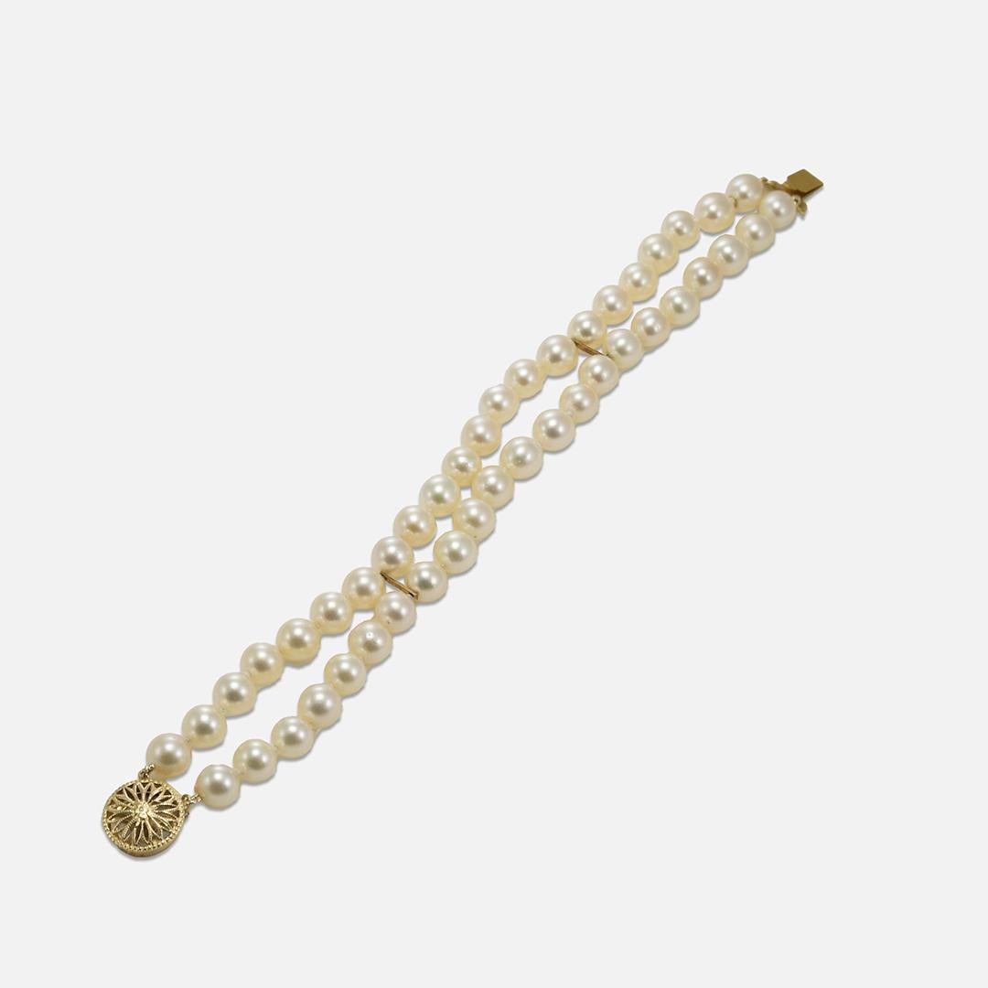 Double Strand Saltwater Pearl Bracelet 19.4g For Sale at 1stDibs