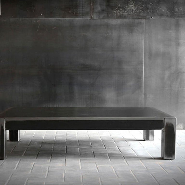 Double Strong Raw Coffee Table in Handcrafted Colorless Varnished Steel ...