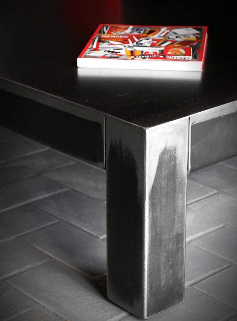 Double Strong Raw Coffee Table in Handcrafted Colorless Varnished Steel ...